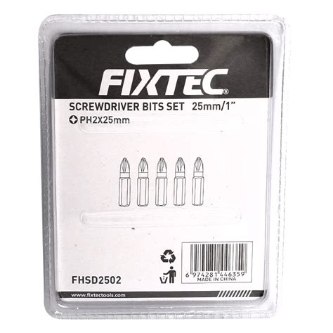 Fixtec 25mm 5pcs Ph2 Bit Set