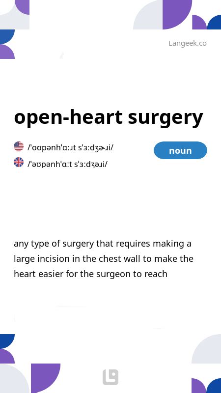 Definition And Meaning Of Open Heart Surgery Picture Dictionary