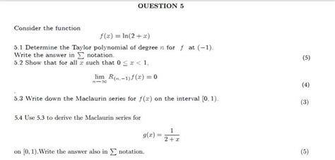 Solved Consider The Function F X Ln X Determine The Chegg