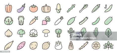 Vegetable Icon Set向量圖形及更多小白菜圖片 小白菜 圖示 大頭菜 Istock