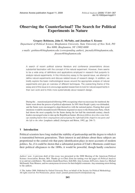 PDF Observing The Counterfactual The Search For Political