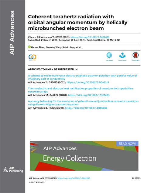 Pdf Coherent Terahertz Radiation With Orbital Angular Momentum By Helically Microbunched