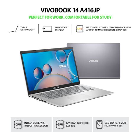 Jual Asus Vivobook 14 A416jpo Vips552 Slate Grey Intel® Core™ I5