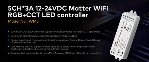 Tuya Controller Matter For Smart Wifi Leds For Rgb Cct Strips Vdc
