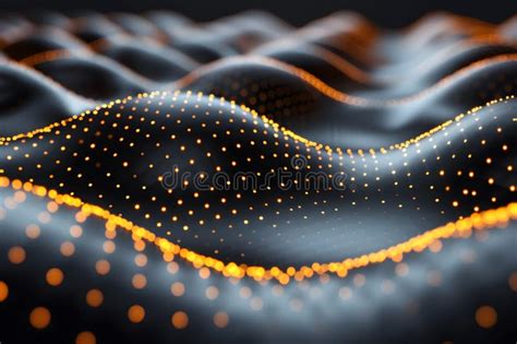 Abstract Digital Waveform Landscape With Glowing Dots Futuristic