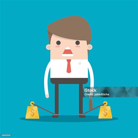 그의 큰 무거운 부채 무게에 묶여 사업가 갇힌에 대한 스톡 벡터 아트 및 기타 이미지 갇힌 경영자 과로 Istock