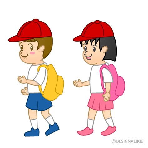 遠足する小学生イラストのフリー素材｜イラストイメージ