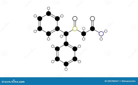 Modafinil Molecule Structural Chemical Formula Ball And Stick Model