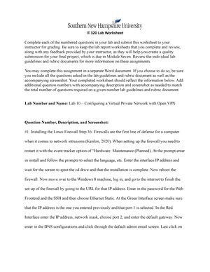 IT 320 Lab Worksheet Lab4 Deep Dive Packet Analysis Using Wireshark