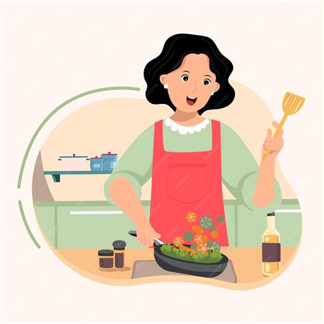 Premium Vector Free Vector Mother Cooking At The Kitchen