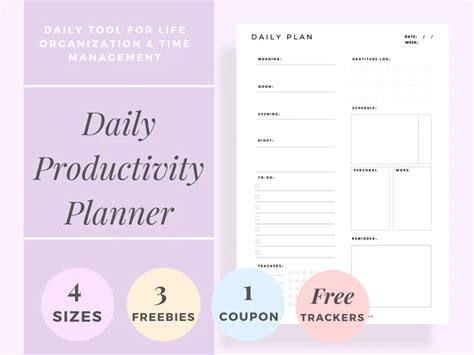 Daily Productivity Planner Printable Da Graphic By Plannersbybee