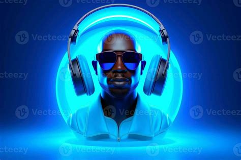 AI Generated D Minimal Scene Mockup Abstract Human Character Enjoy Music Concept Generative