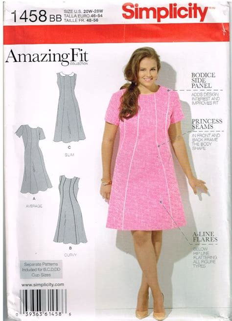 Uncut Simplicity Sewing Pattern Women S Dress With Amazing Fit Simplicity Size W