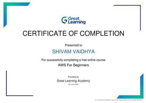 Shivam Vaidhya On Linkedin Greatlearningacademy Greatlearning Glacertificate Aws