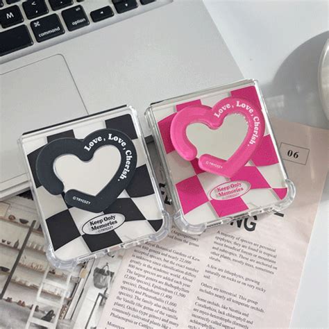 💛폰케이스 맛집빠른배송💖갤럭시z플립 시리즈 하트 체커보드 손거울톡 투명 범퍼 Z플립6 Z플립5 갤럭시z플립 플립 Z플립5 Z플립5케이스 갤럭시z플립5케이스 플립5케이스