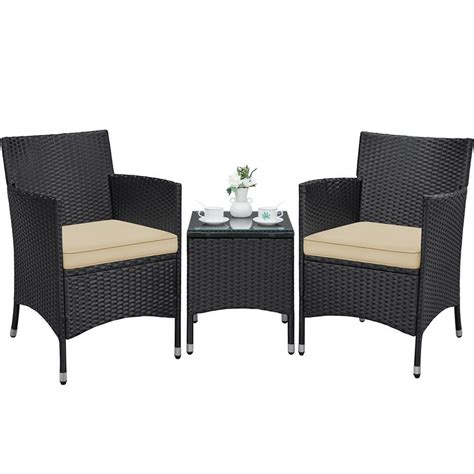 Yaheetech Balkonset Gartenmöbel Set 3 Tlg Inkl 2 Stühle Mit