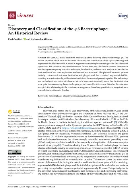 Pdf Discovery And Classification Of The φ6 Bacteriophage An