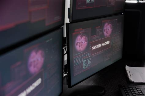 Premium Photo Security Breach Error And Cyber Crime Attack Flashing On Computer Monitor In