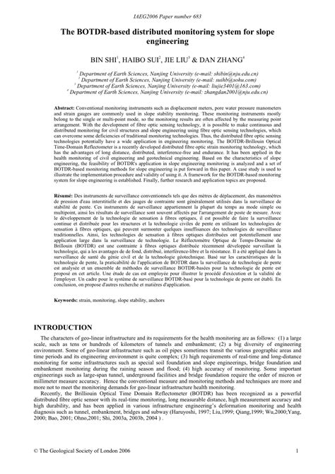 Pdf The Botdr Based Distributed Monitoring System For Slope Engineering
