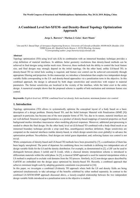 pdf a combined level set xfem and density based topology
