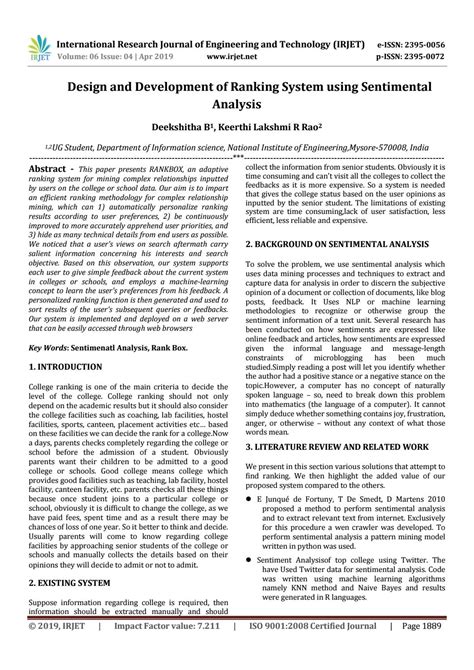 Irjet Design And Development Of Ranking System Using Sentimental