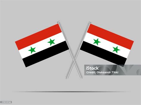 시리아 국기 지구 지구지구와 두 깃대에 블루 오션과 녹색 아메리카 아프리카와 아시아 대륙 원래 색상과 비율 벡터 일러스트레이션 국가 세트 국가 관광명소에 대한 스톡 벡터