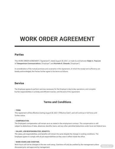 47 Work Order Templates Word Google Docs Work Order Template Google