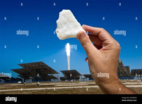 Concentrating Solar Power Plant Person Holding A Sample Of The Heat