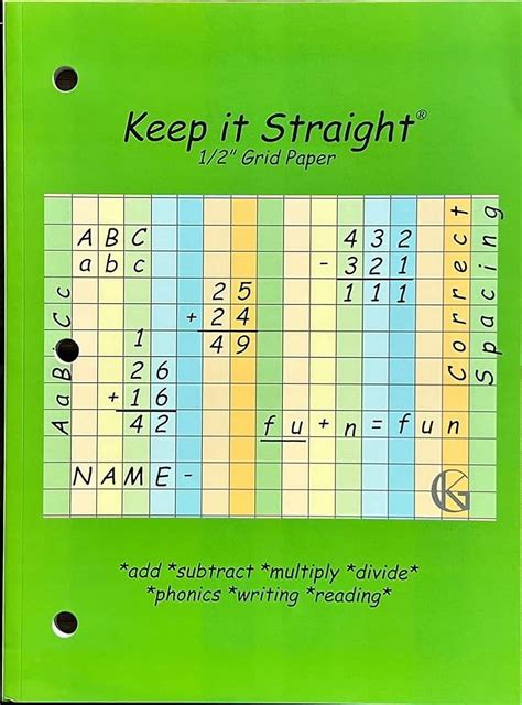 Keep It Straight Grid Paper 3 Hole Punch Colored Grid Notebook Paper