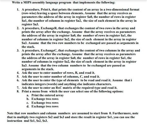 Solved Write A Mips Assembly Language Program That