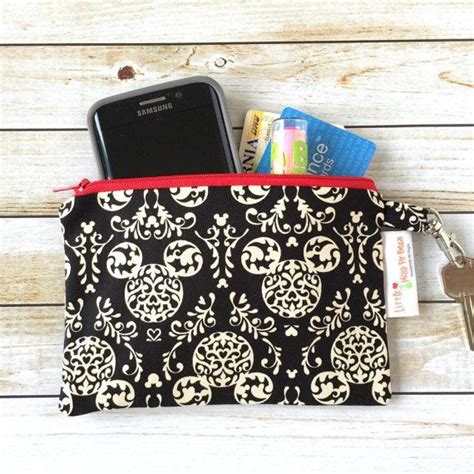 Coin Purse Zipper Coin Pouch In Mouse Damask Print