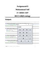 Assignment 3 Docx Assignment 3 Muhammad Atif 17 ARID 1507 BSCS 6B