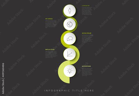 Five Vertical Steps Infographic Layout With Green Borders Stock