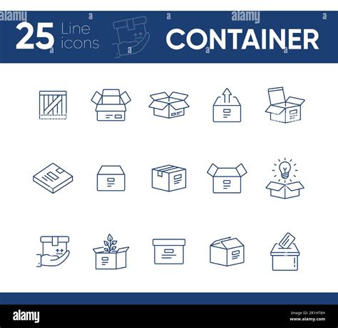 Container Line Icon Set Stock Vector Image Art Alamy