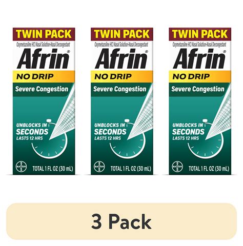 3 Pack Afrin No Drip Severe Congestion Pump Mist Nasal Spray 2 15 Ml