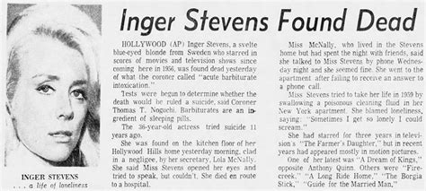 Inger Stevens ~ The Swedish Beauty