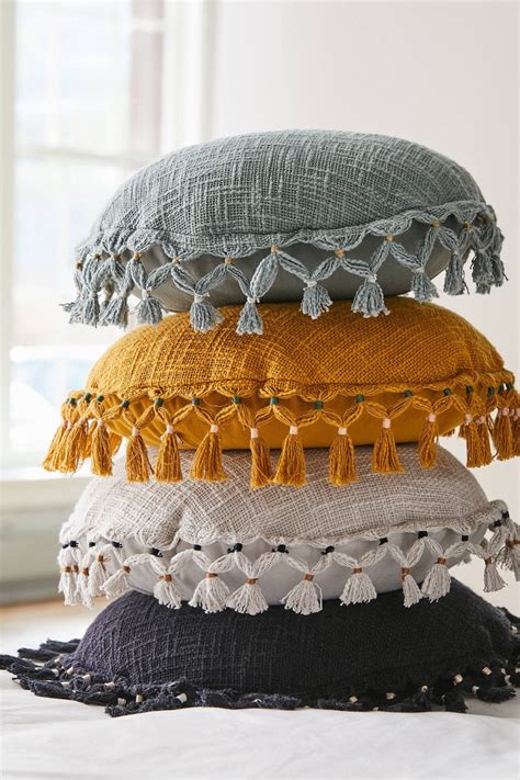 Gemma Fringed Round Throw Pillow Urban Outfitters Round Throw