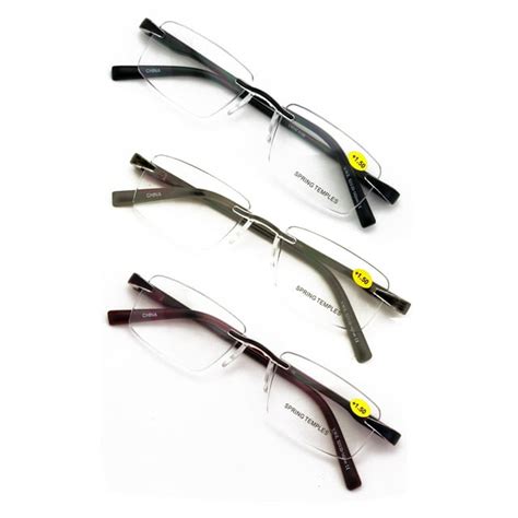 3 Pairs Lightweight Men Women Rimless Comfortable Reading Glasses With