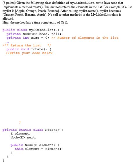 Solved Points Given The Following Class Definition Of Chegg