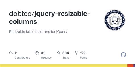Github Dobtcojquery Resizable Columns Resizable Table Columns For