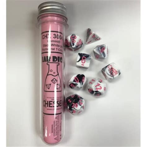 Chessex Chx30043 Cube Lab Gemini Dice Black Pink And White Set Of 7