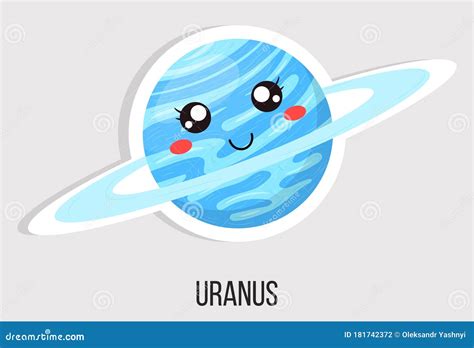 白色背景中突显的卡通可爱天王星 太阳系行星 用于任何设计的卡通样式矢量图 向量例证 插画 包括有 设计 星球 181742372