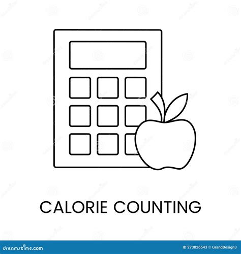 Calorie Counting Line Vector Icon Calculator And Apple Illustration
