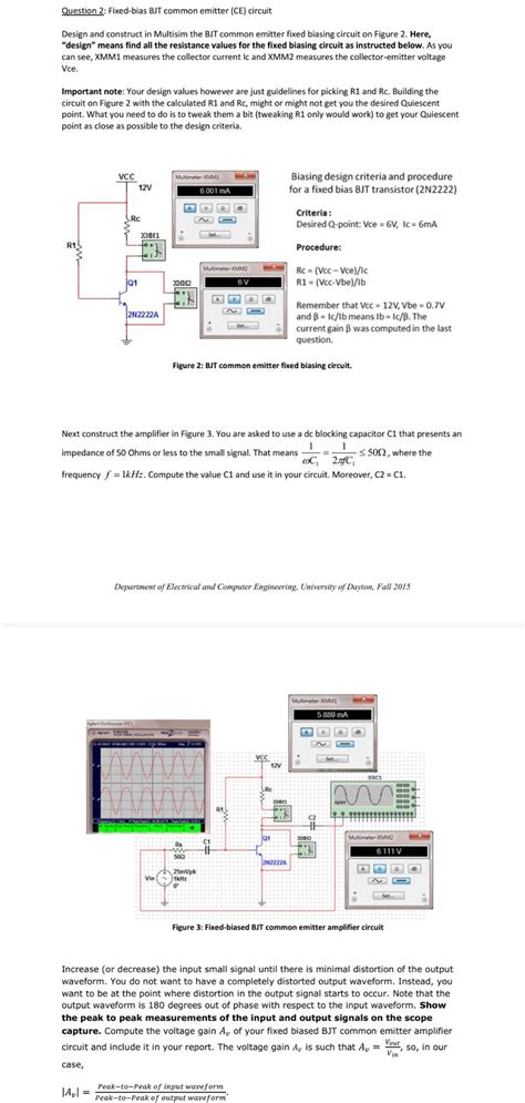 Solved Question 3 Self Biased Bjt Ce Circuit Just Like