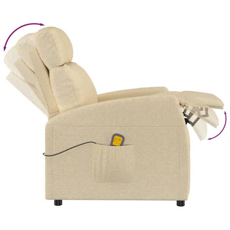 Vidaxl Massage Reclining Chair Cream Fabric Wood Factory Furniture