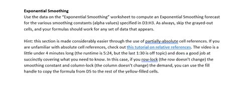 solved exponential smoothing use the data on the