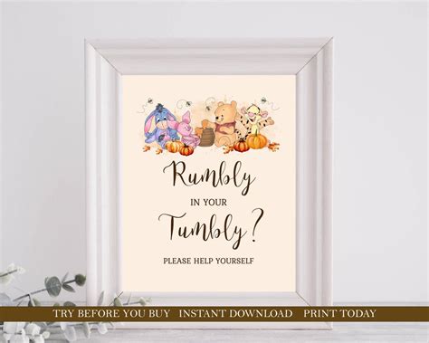 Winnie The Pooh Rumbly In Your Tumbly Food Sign Winnie The Pooh And Friends Winnie Pooh Shower
