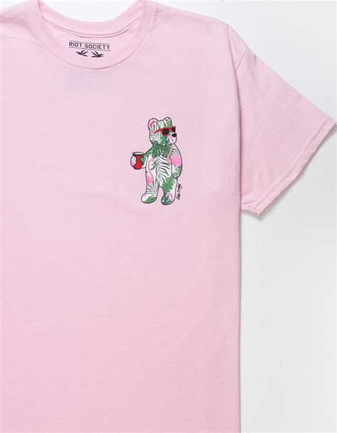 Riot Society Flamingo Tropical Bear Mens Tee Pink Tillys