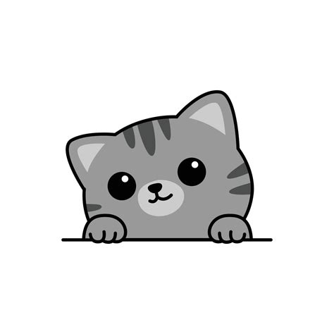 Cute Gray Cat Paws Up Over Wall Cartoon Vector Illustration 2787930 Vector Art At Vecteezy