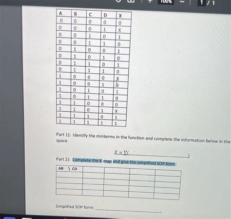 Solved Part Identify The Minterms In The Function And Chegg Com